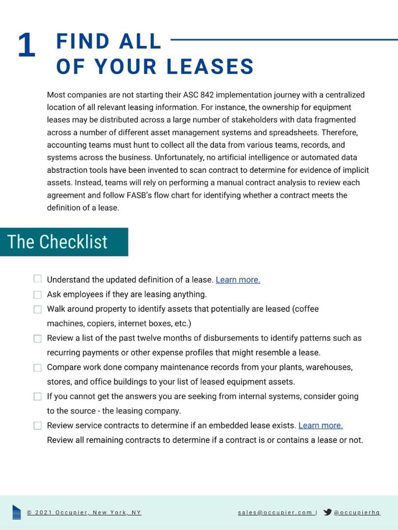 ASC 842 Accounting Checklist - Occupier
